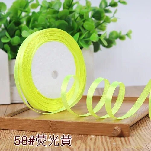 Полиэстерная лента мerylover 6 мм 25 ярдов Желтый, fluorescence yellow