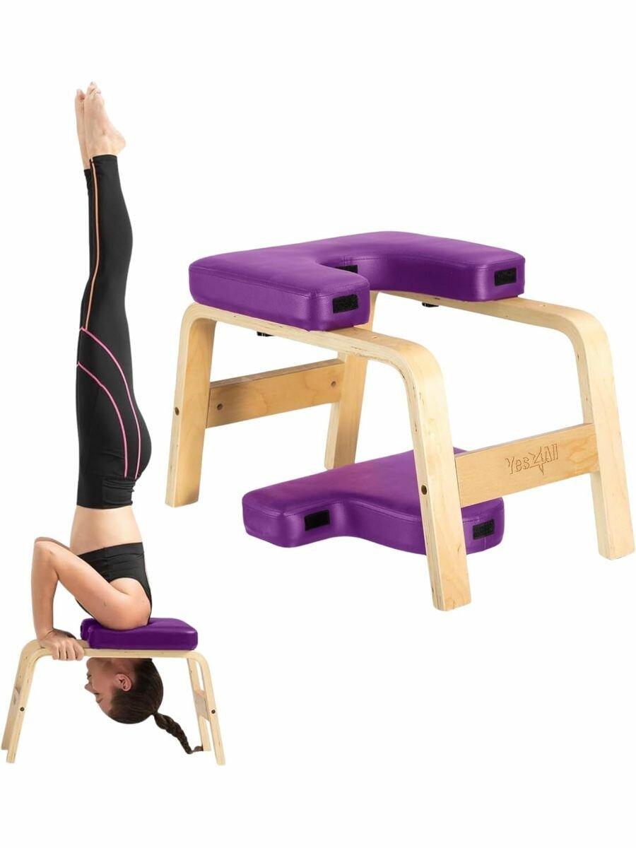 Деревянный инверсионный стул для йоги с толстой пенополиуретановой подкладкой для тренировки равновесия, укрепления сердечника