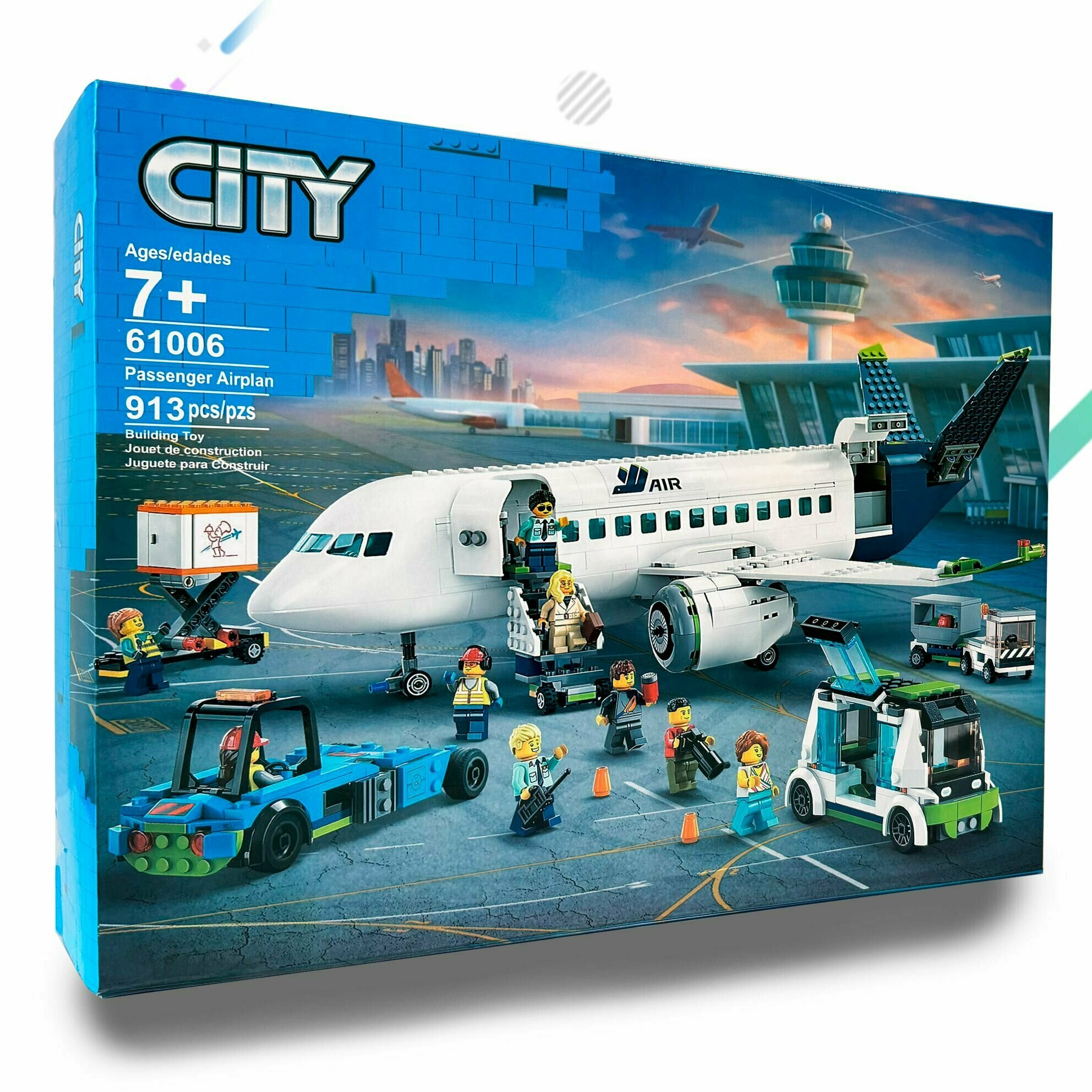 Конструктор "Пассажирский Самолет", 913 элементов, от 7 лет, для детей