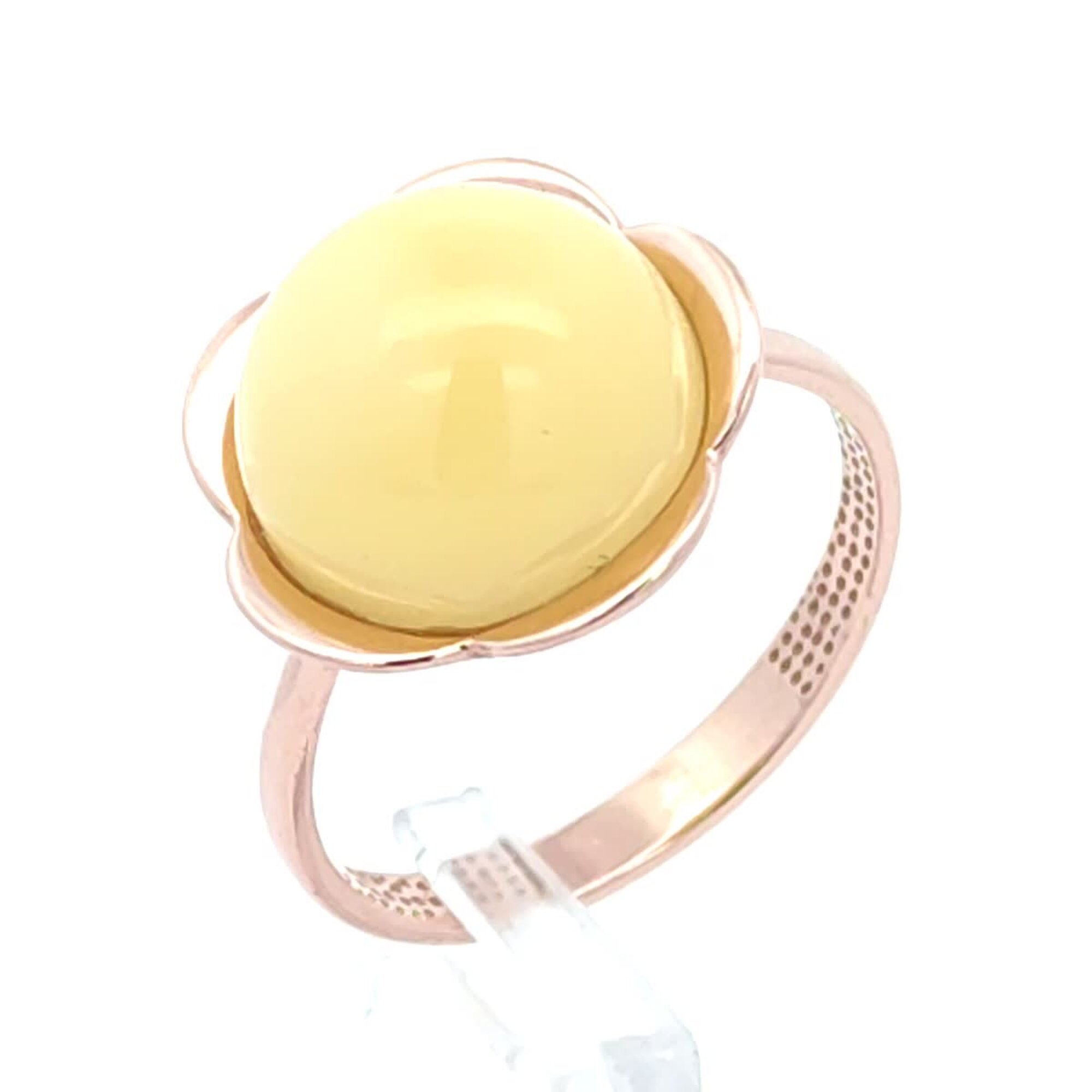 Кольцо, серебро, 925 проба, золочение, янтарь