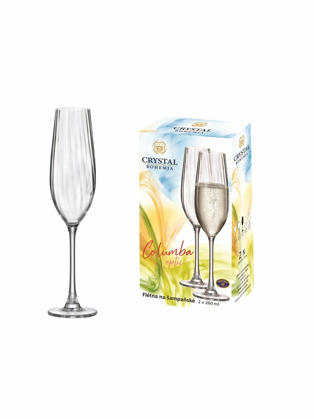 Набор бокалов 2пр 260мл COLUMBA OPTIC для шампанского (стекло)