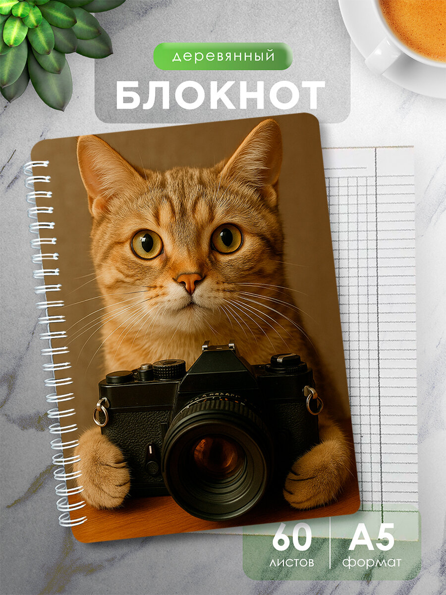 Блокнот деревянный Wood-Book с принтом Фотографу в подарок
