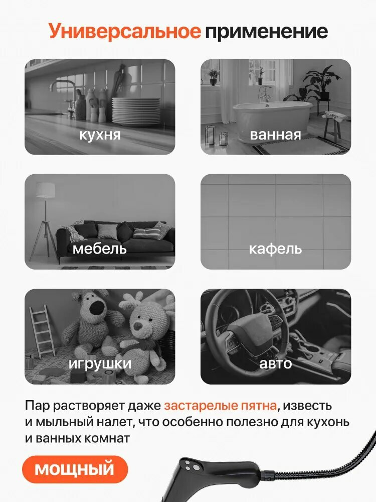 Пароочиститель для уборки дома / Мощный парогенератор / Отпариватель для уборки SC6-2