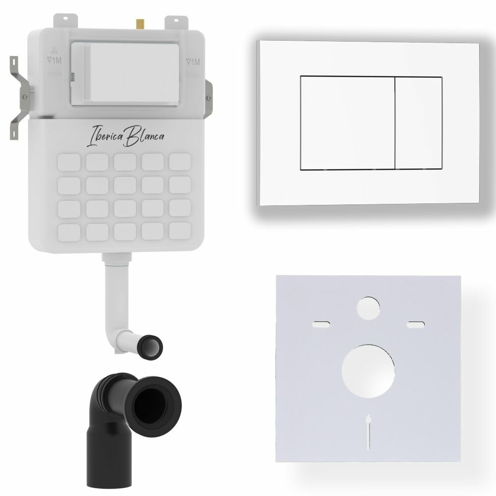 Бачок скрытого монтажа для приставного унитаза с клавишей смыва белый глянцевый, ABS пластик ESTI-S (IB. B085.001.000)