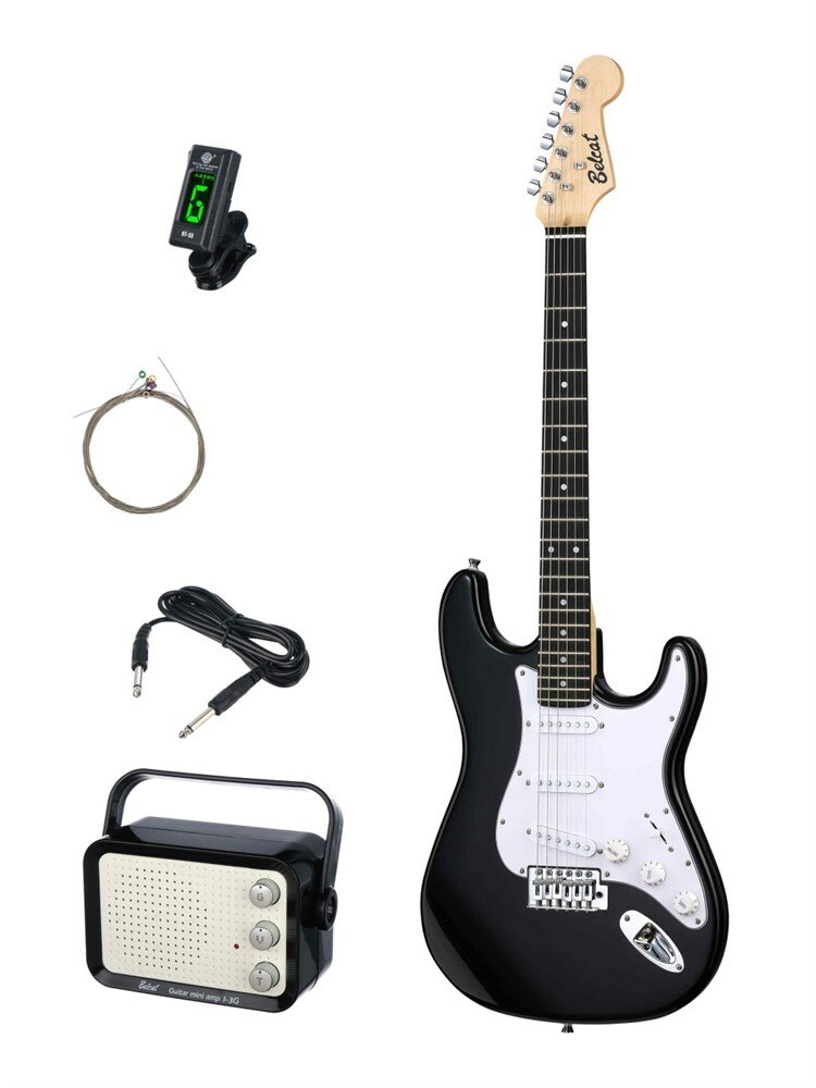 Belcat BST-KIT-BK Электрогитара с комбоусилителем и аксессуарами, черная