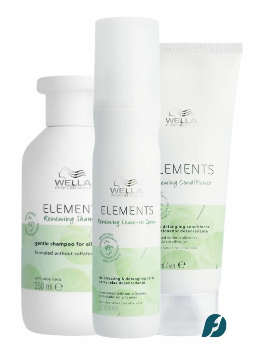 Wella Professionals Elements Обновляющий набор для волос, 250мл + 200мл + 150мл
