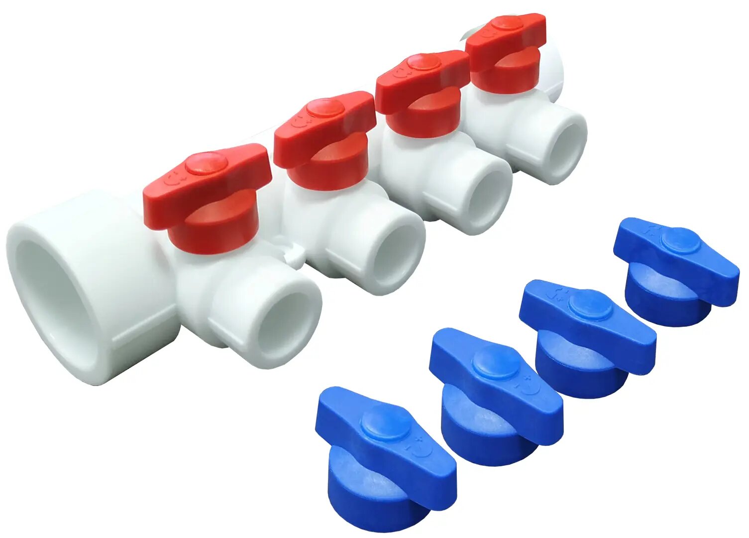 Коллектор 4 выхода с кранами Valfex d40x20 мм полипропилен