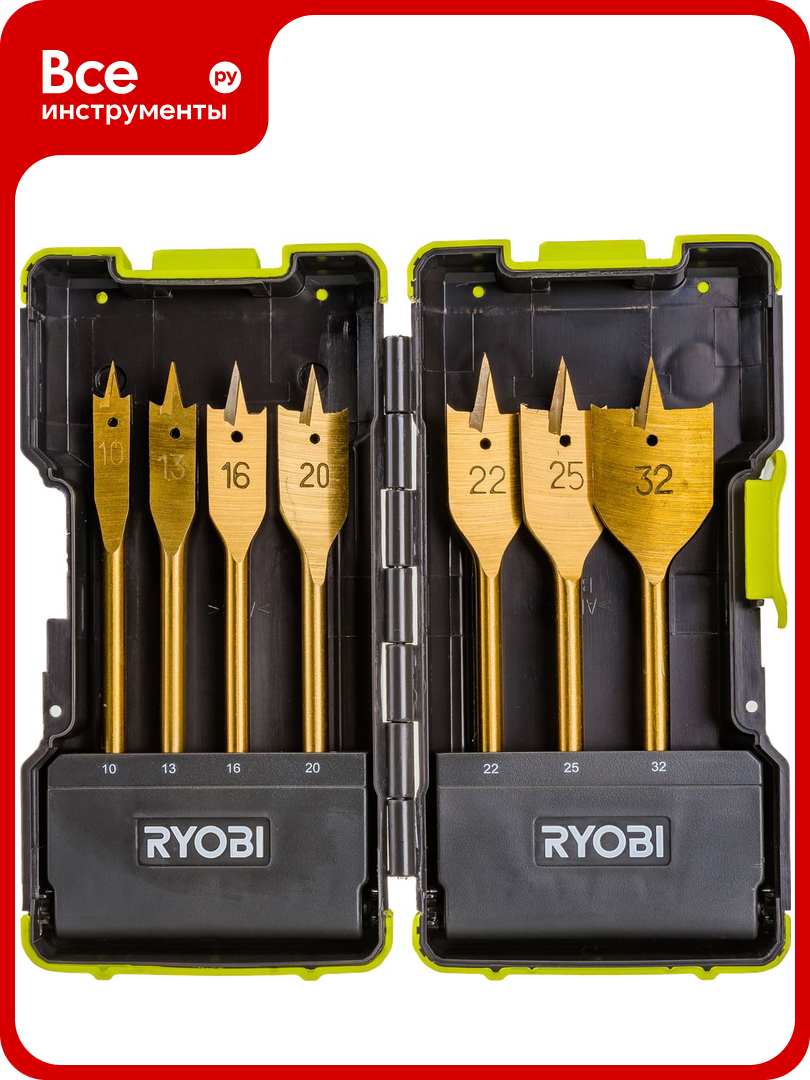 Набор перьевых сверл 7 шт. Ryobi RAK07SB 5132002252, для сверления отверстий деревянных пластиковых изделиях
