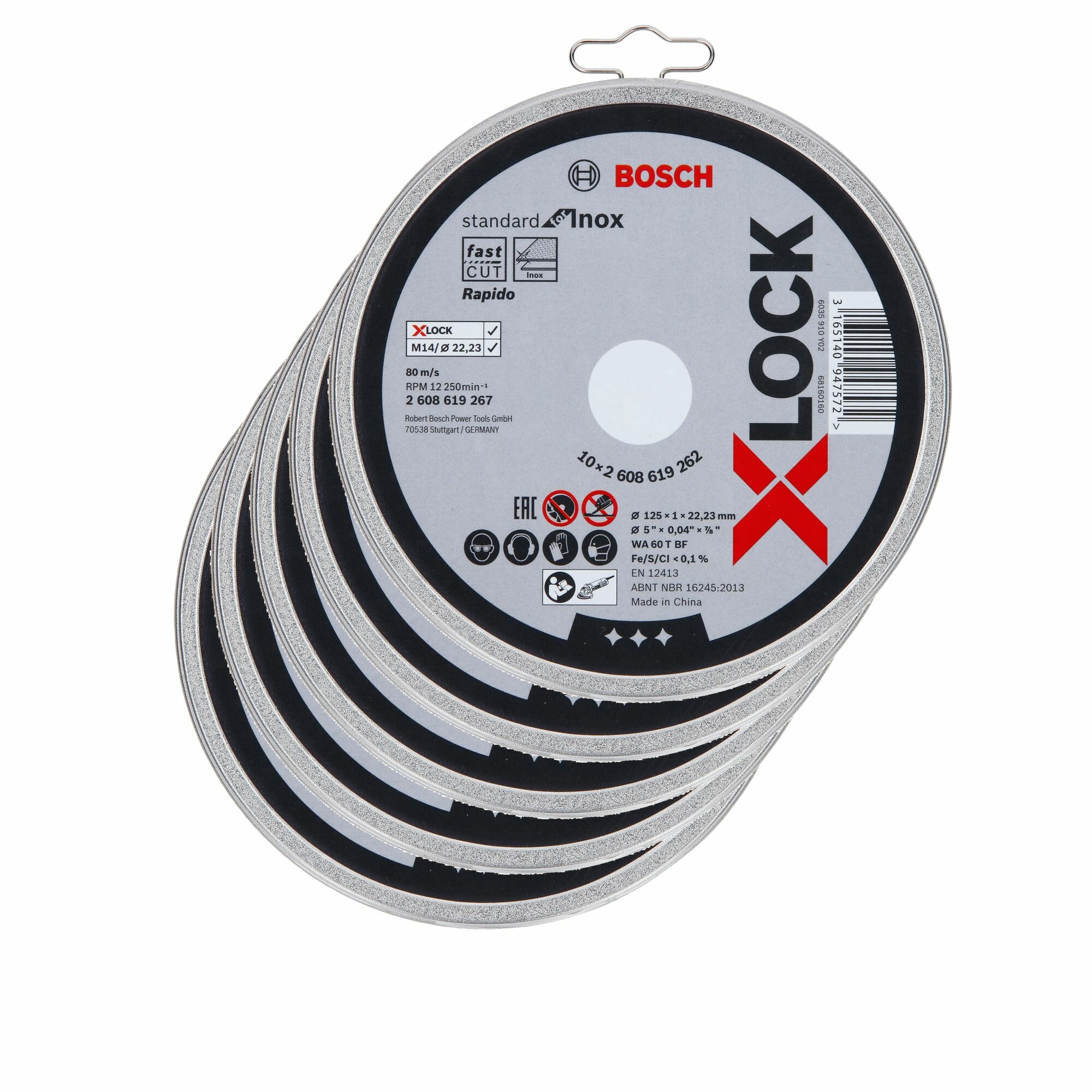 5x 10 шт. Отрезной диск Bocsh X-LOCK прямой стандартный для нержавеющей стали WA 60TBF 125x1мм