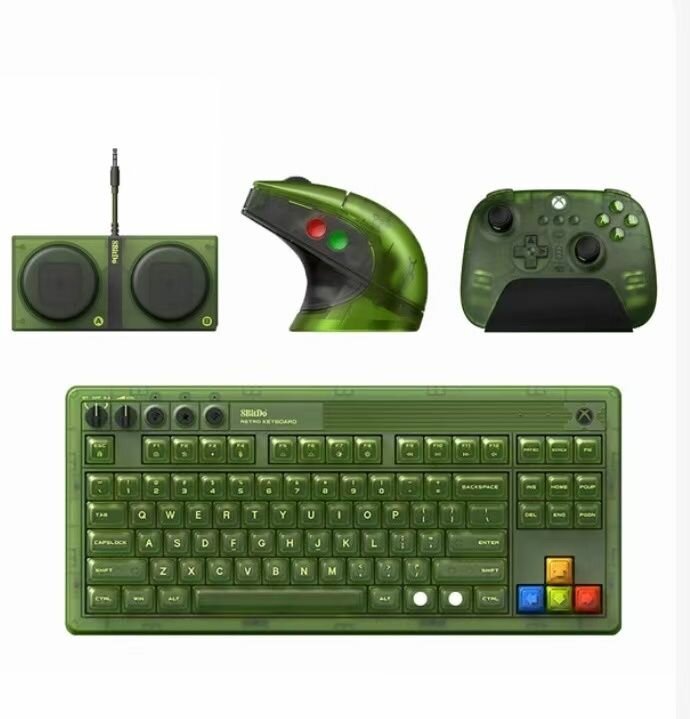 8BitDo Retro 87 Xbox Version Механическая клавиатура с возможностью горячей замены, игровая клавиатура Bluetooth/2.4G/USB-C с RGB-подсветкой для Windows Android