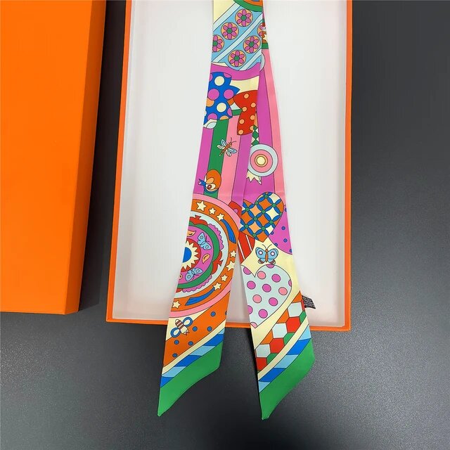 2025 брендовый дизайнерский Новый Шелковый шарф из веревки роскошный шарф женский фуляр узкие Сумки Шарфы модная повязка на голову шейный платок для женщин