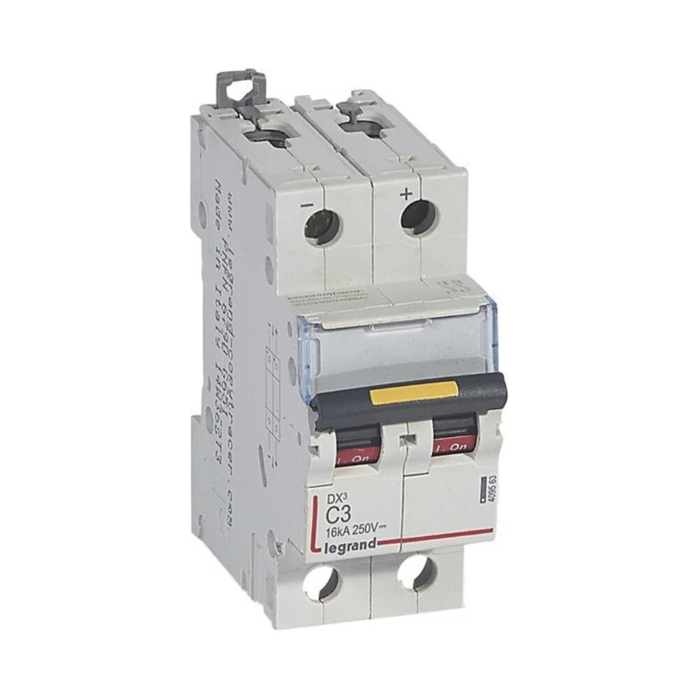 Legrand Автоматический выключатель DX? 10000 16 кА DC 250 В 2 защищенных полюса 3 А 2 модуля 409563