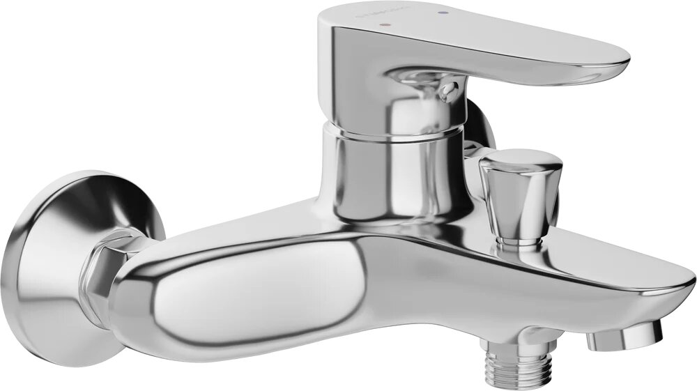 Смеситель для ванны с душем STWORKI Алта 35131-139/1BG-IG11 настенный, однорычажный, хром, глянцевый, латунный, без лейки, с керамическим картриджем