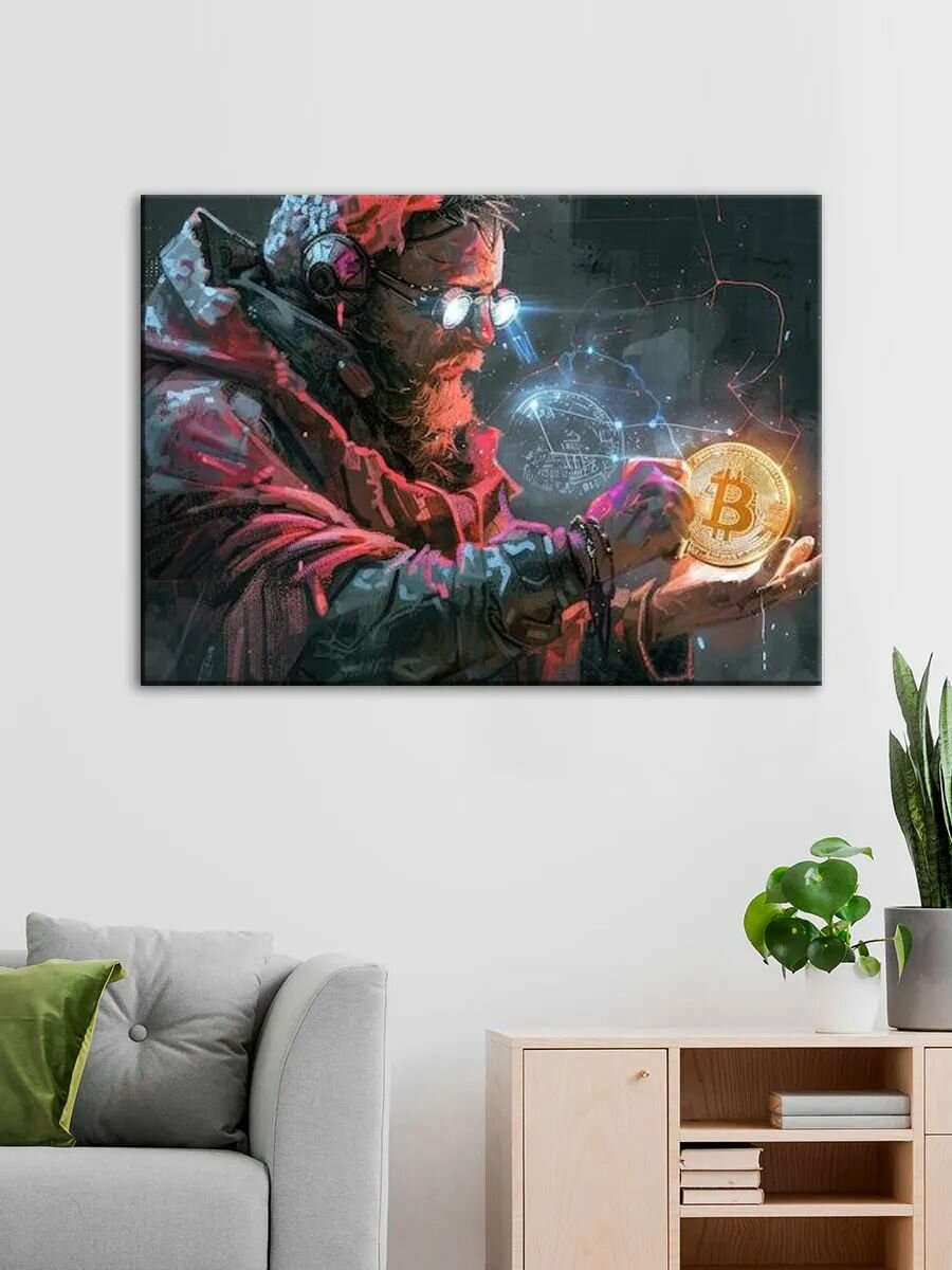 Картина на стену "Биткойн BTC", 70х50 см