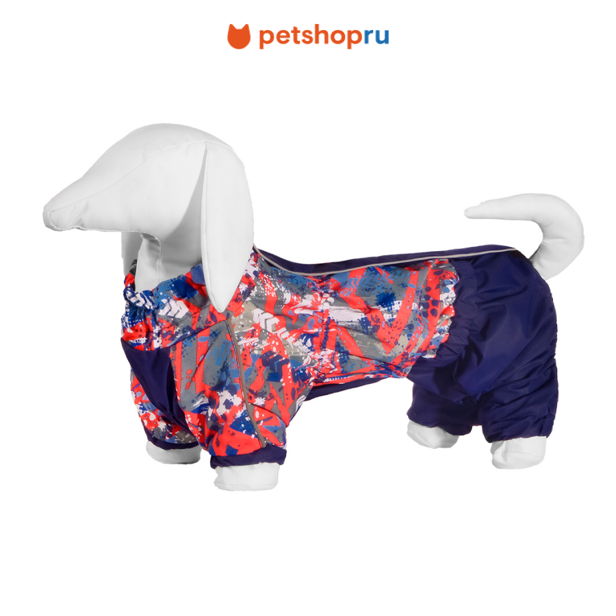 Yami-Yami одежда Дождевик для собаки «Абстракция», красный, спинка 35 см, Такса миниатюр