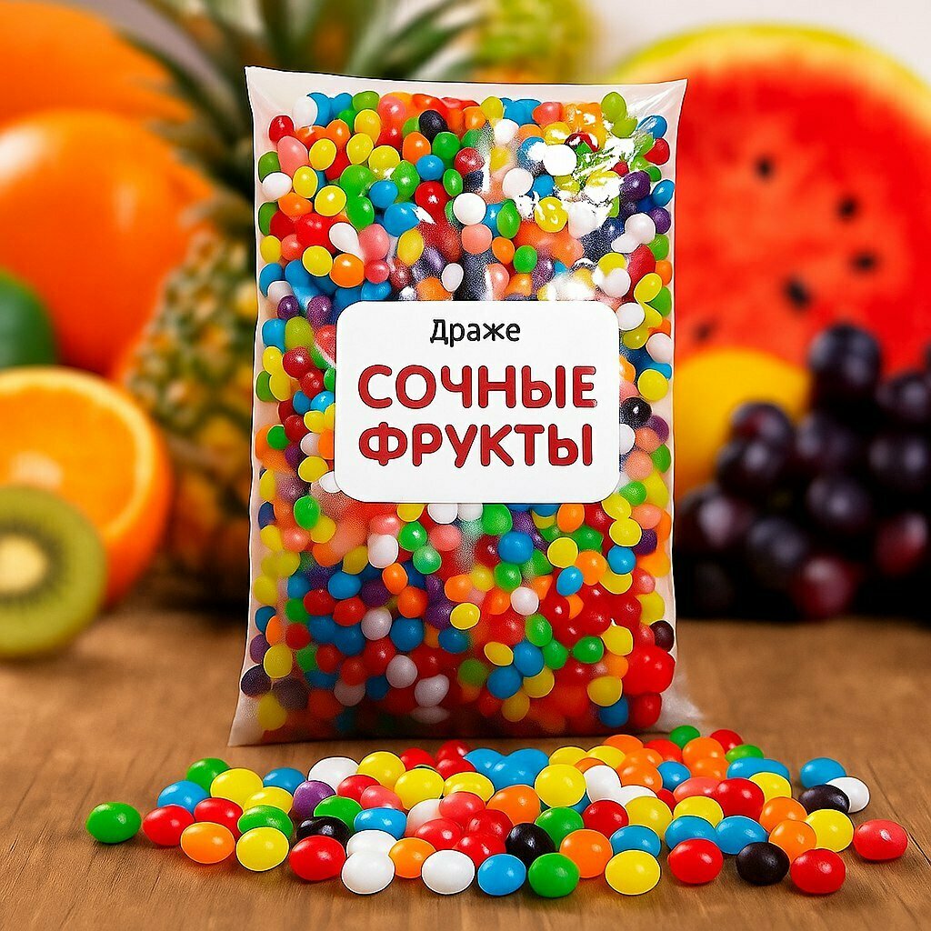 Жевательные конфеты Круглые 1кг фруктовый мармелад драже