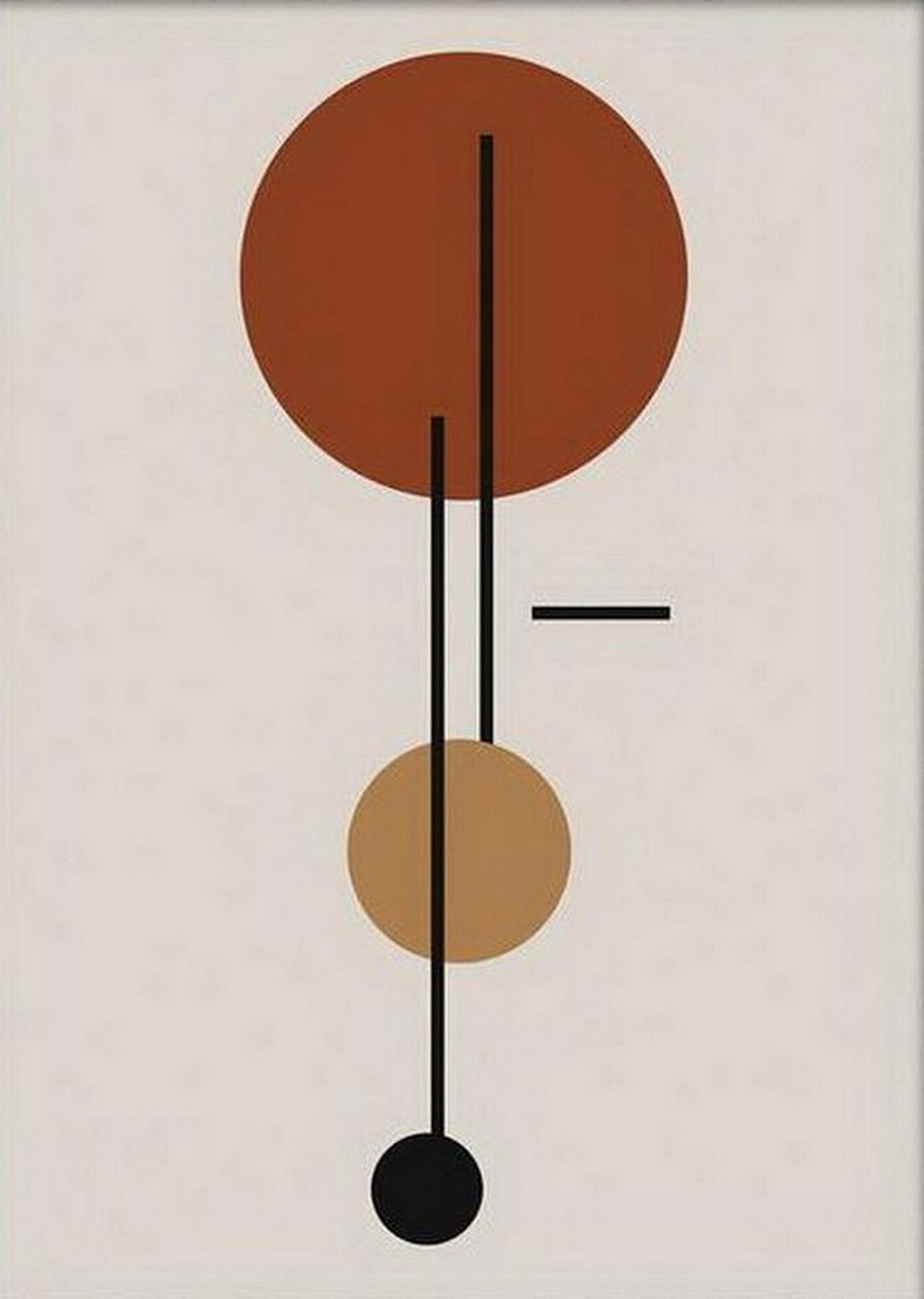 Плакат, постер Круги разных размеров и вертикальные линии на бумаге, размер 21х30см