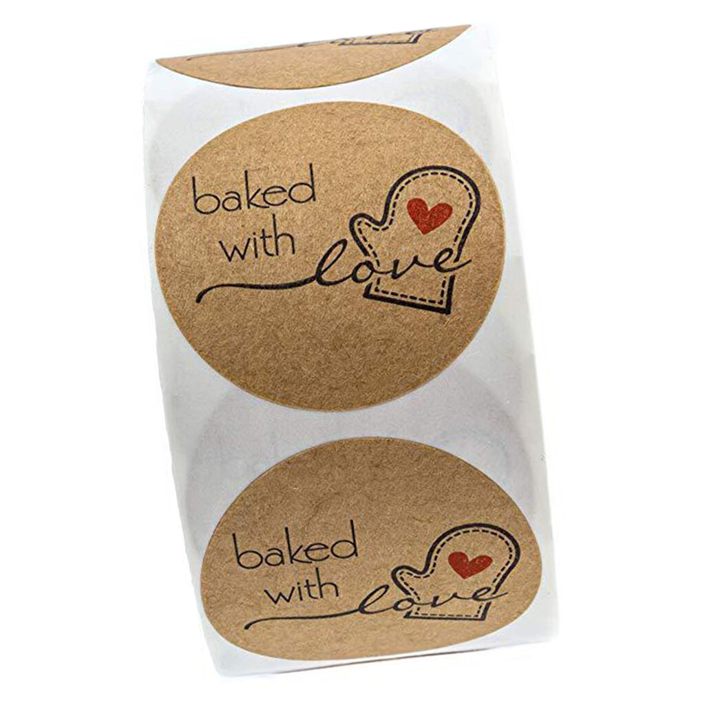 1 рулон из 500 шт. крафт-бумаги Baked With Love Наклейки Этикетки Перманентный клей