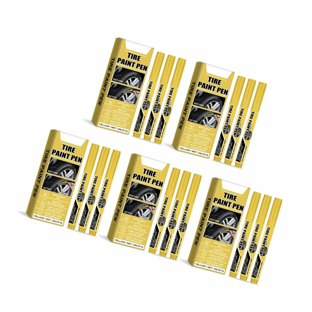 15шт Желтая Ручка Для Рисования Шин Водостойкий Маркер Для Шин Желтая Ручка Для Рисования Быстросохнущая Ручка Для Ремонта Царапин На Автомобильных Шинах
