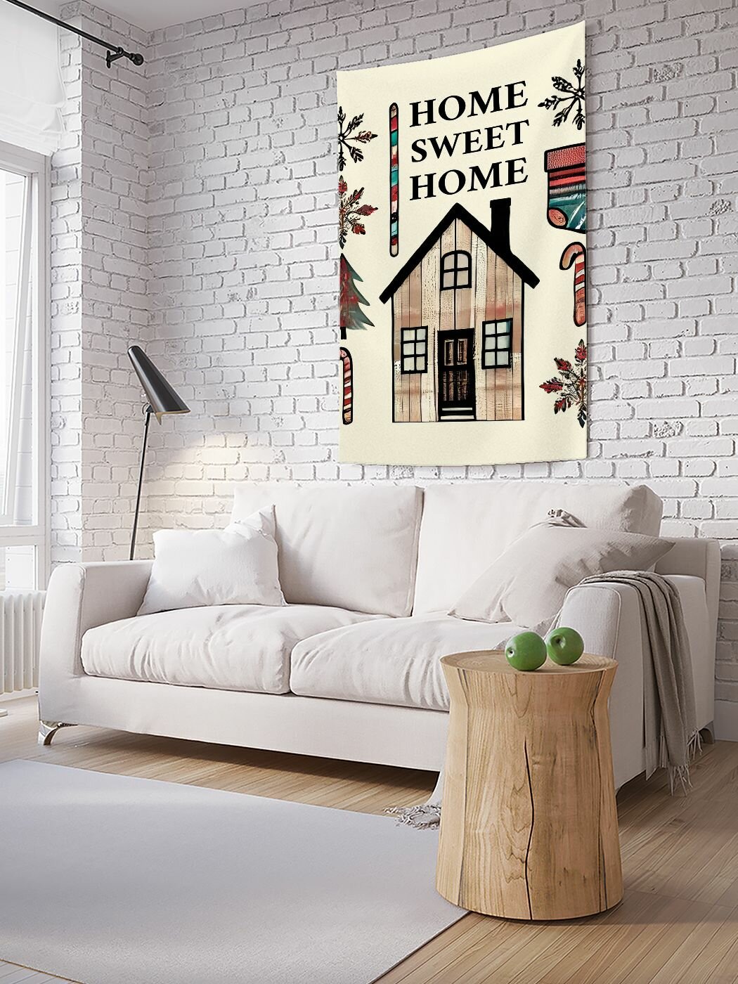 Фотопанно на стену тканевый вертикальный"Семейный очаг", 150х200 см, JoyArty, серия Новый год и Рождество