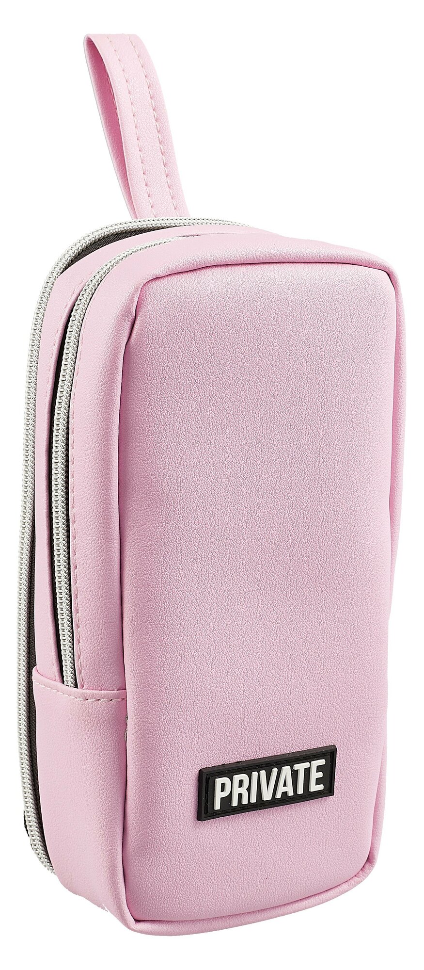 Пенал-косметичка 2 отделения "Private" розовый, 21*9*8 см, вертикальный
