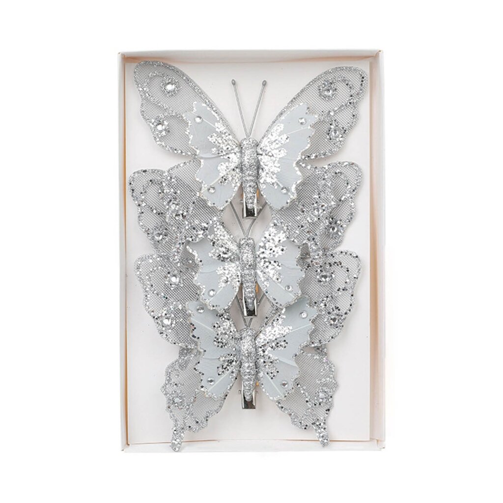 Украшение для рождественской елки: блестящие подвесные бабочки с зажимом