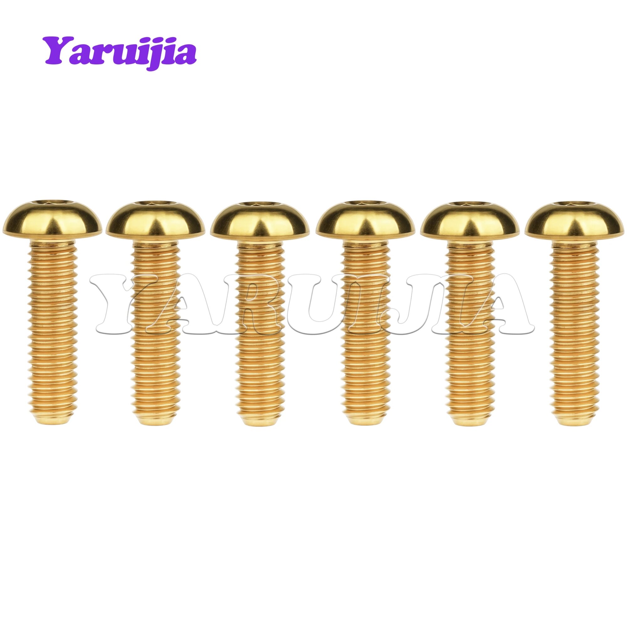 Титановые болты Yaruijia M3/M4/M5/M6/M8, шестигранная головка M6, Gold, 12mm