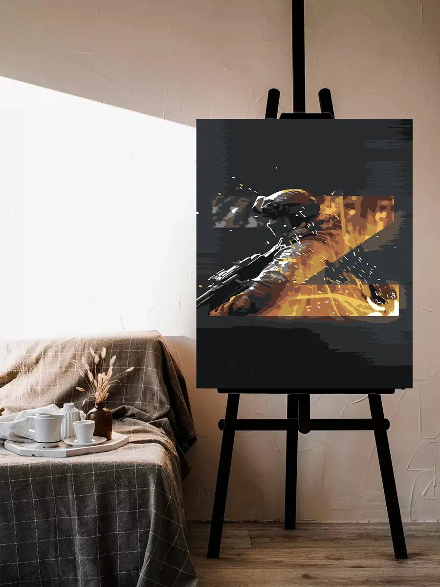 Картина по номерам Солдат Воин СВО Z Война Огонь