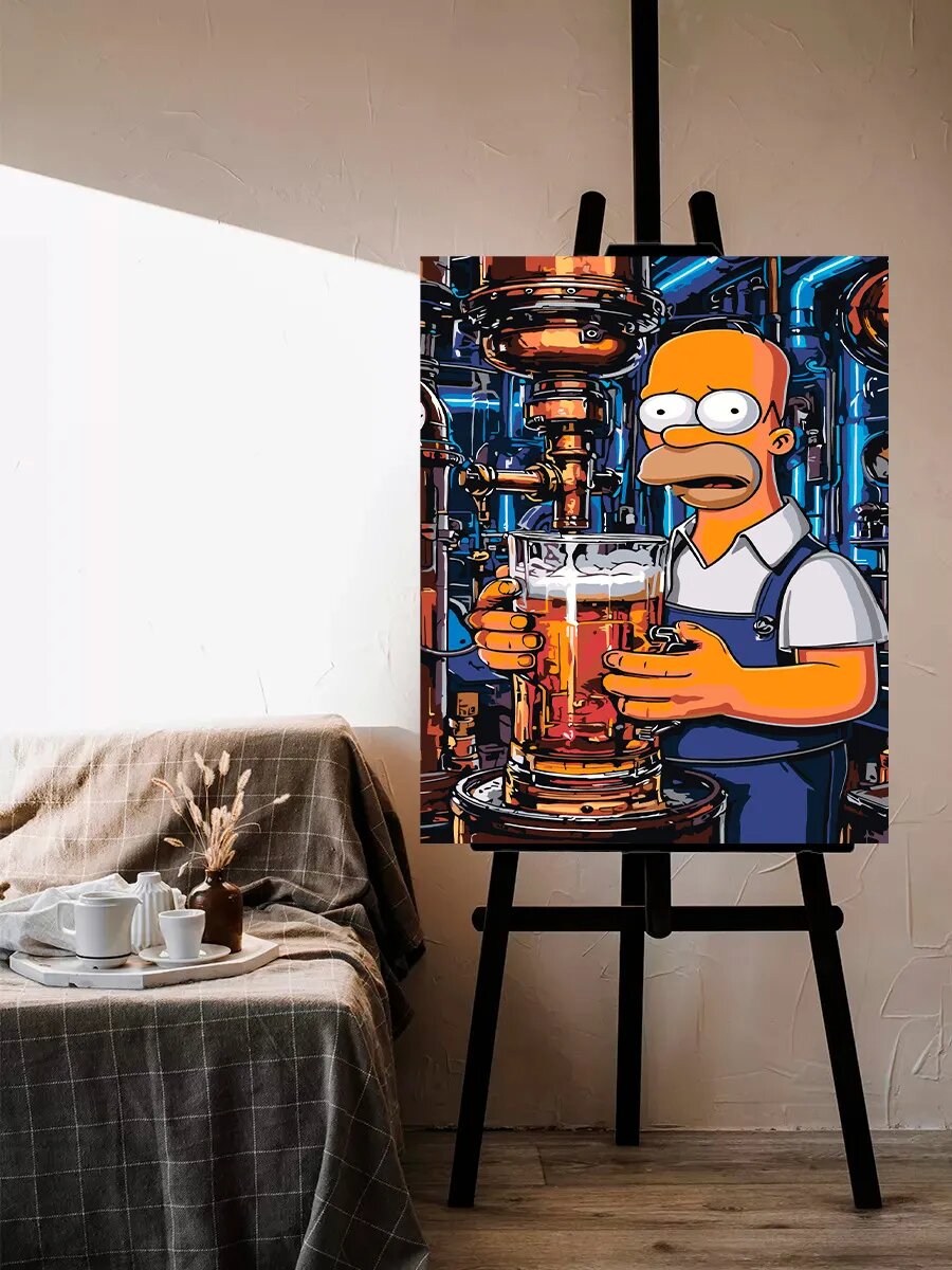 Картина по номерам Гомер Симпсон с Кружкой Пива Мультфильм