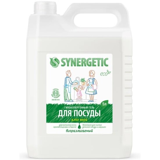 Гель для мытья посуды Synergetic Алоэ-Вера, 5 л