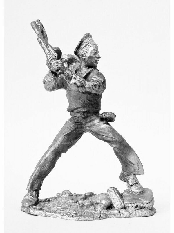 Коллекционный оловянный солдатик фигурка Моряк с ППШ. Оборона Севастополя 6 см Масштаб 1/32