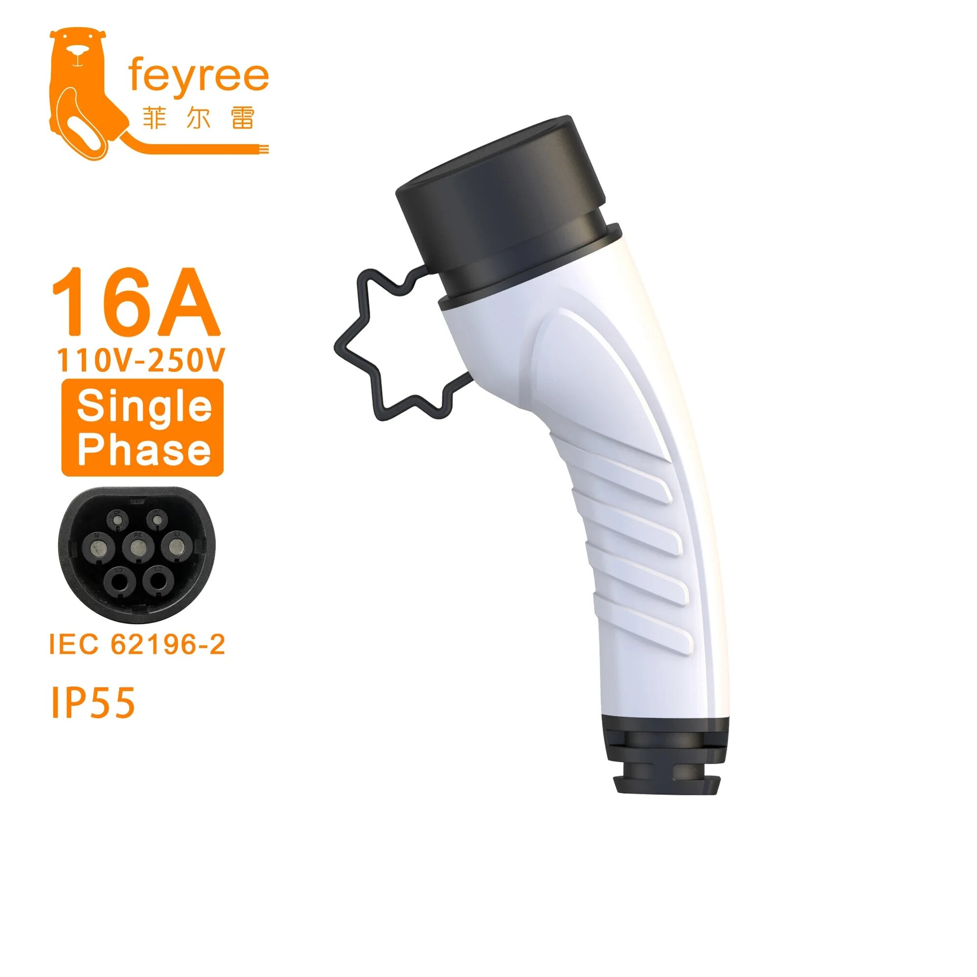 Зарядное устройство Feyree Type2 EV, разъем IEC 62196 EVSE, переходник IEC 62196 16A 3.5KW 1 Phase