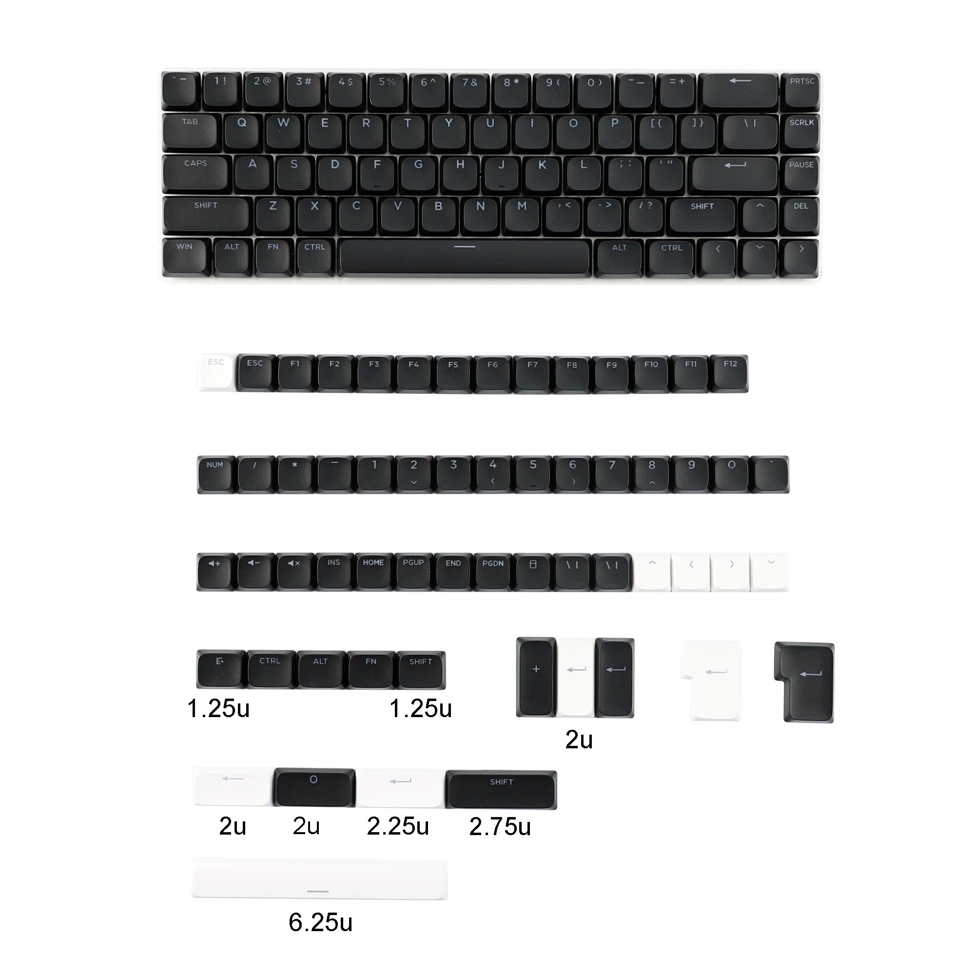 YMDK 127 Колпачки клавиш Black