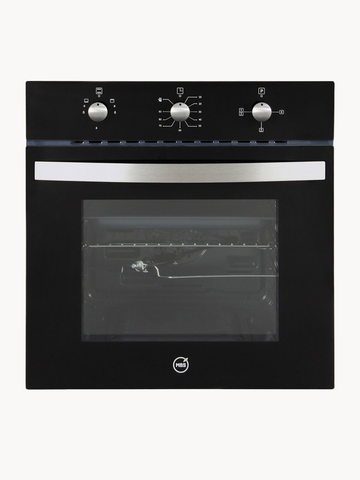 Духовой шкаф газовый MBS DG-604BL/ширина 60см/8 режимов/объём 62л/механическое управление/двойное стекло