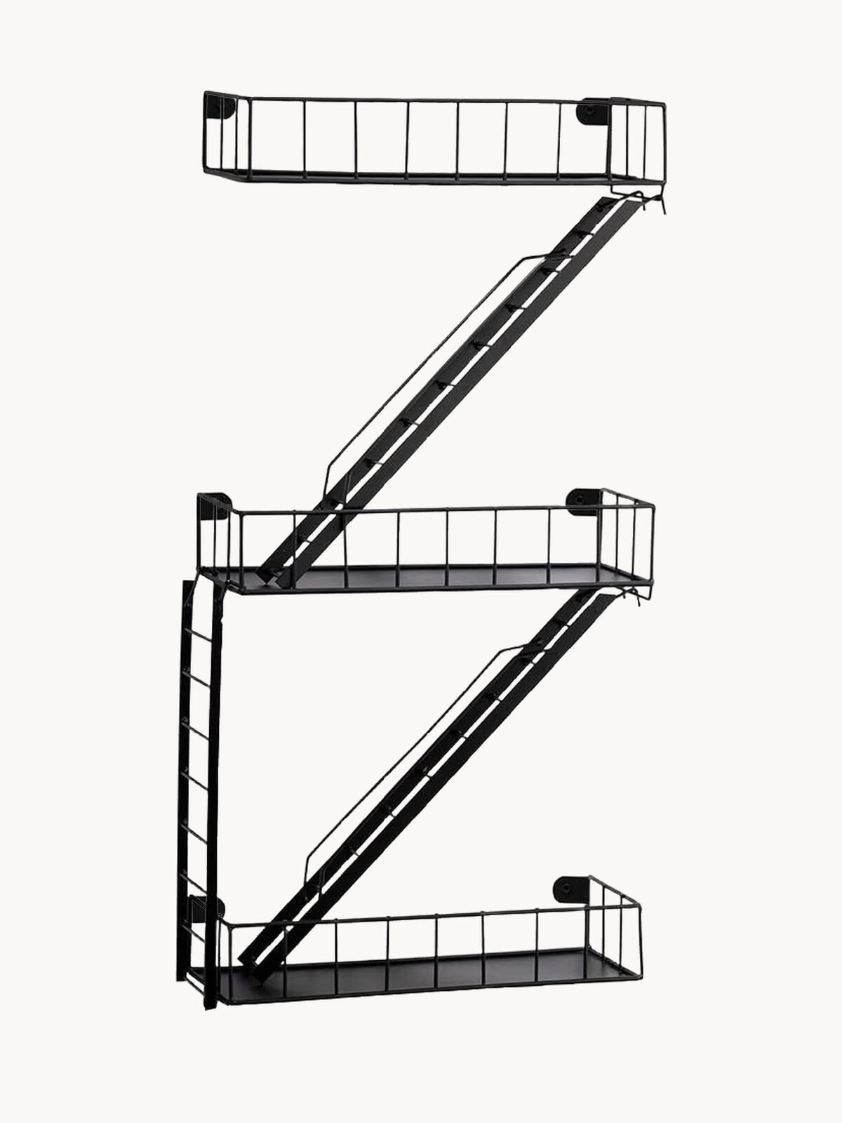 Полка настенная металлическая в виде лестницы, размер 30x10x65 см