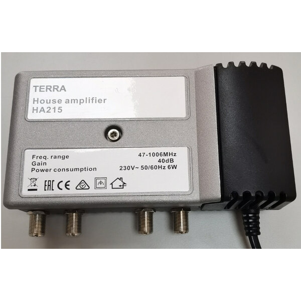 Усилитель телевизионного сигнала TERRA HA215 40дБ 109 ДбмВ