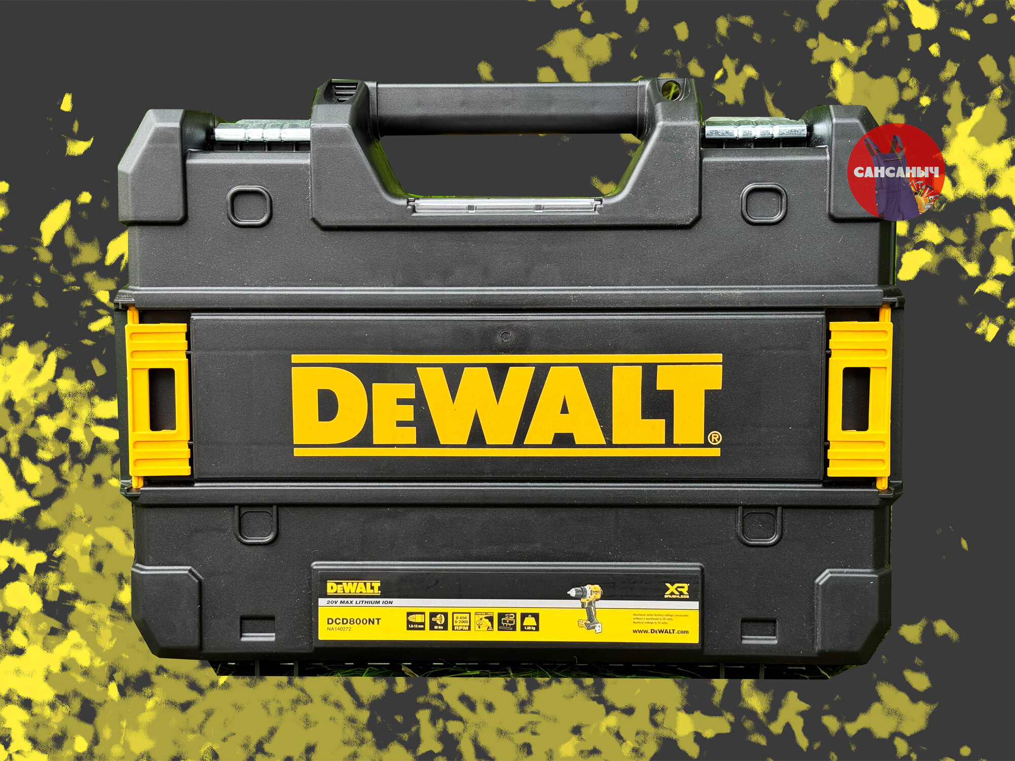 Дрель-шуруповерт DeWalt DCD800M2T, от аккумулятора, 20В, 2 АКБ и ЗУ, кейс