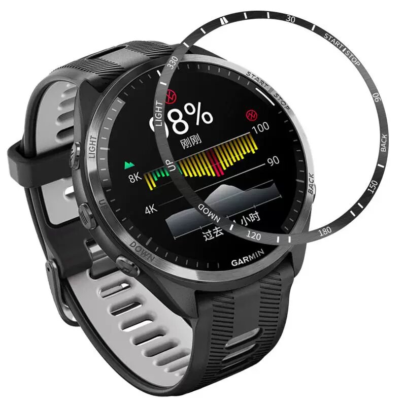 Защитный чехол для часов Garmin Forerunner 955 с гравировкой каймы, черный циферблат с белыми надписями