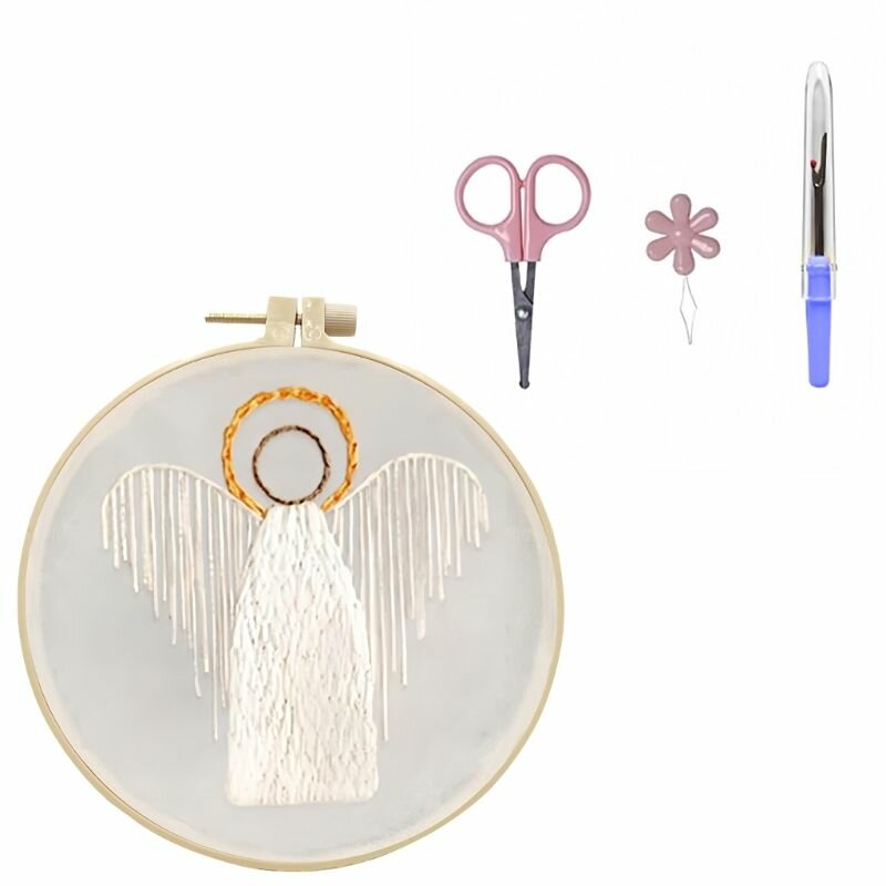 Религиозная ретро вышивка DIY materials-Angel material package + 15 см Анти-бамбуковая стрейч