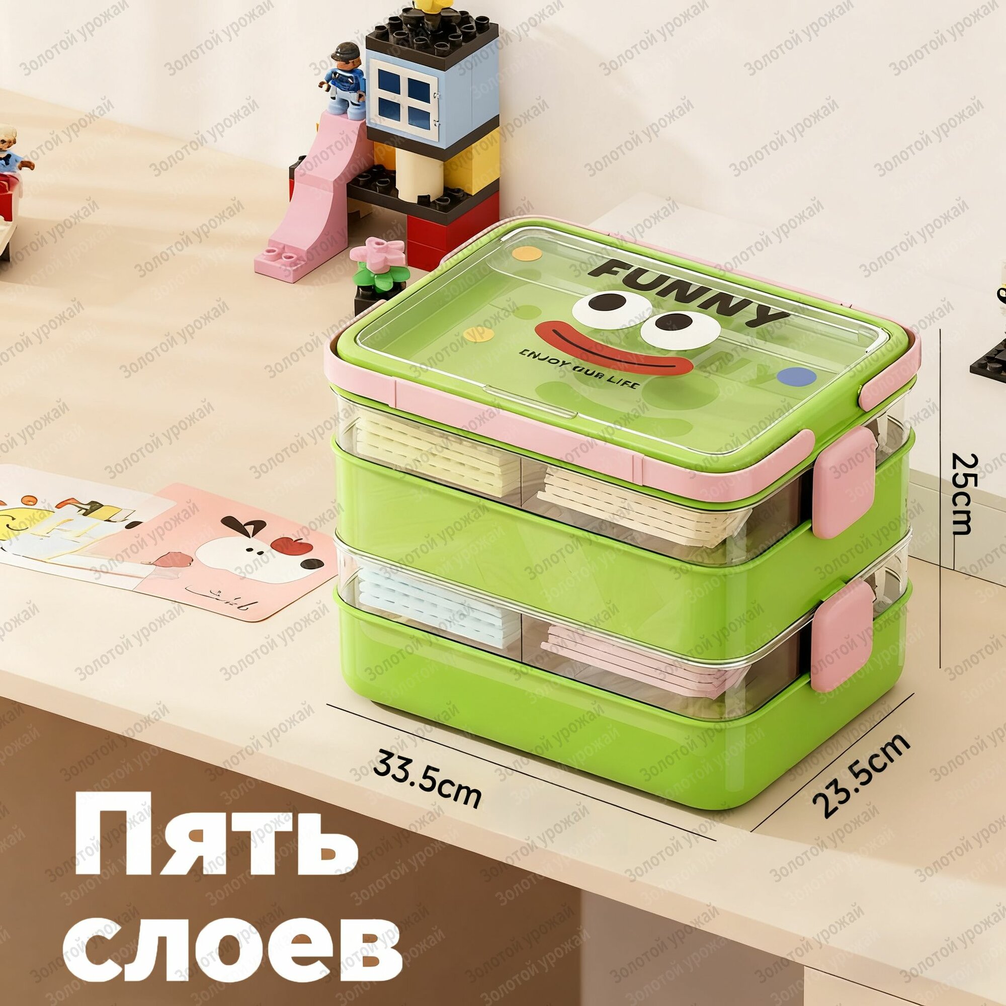 Коробка для хранения кубиков; многоярусная, стопкуемая, прозрачная с регулируемыми разделителями