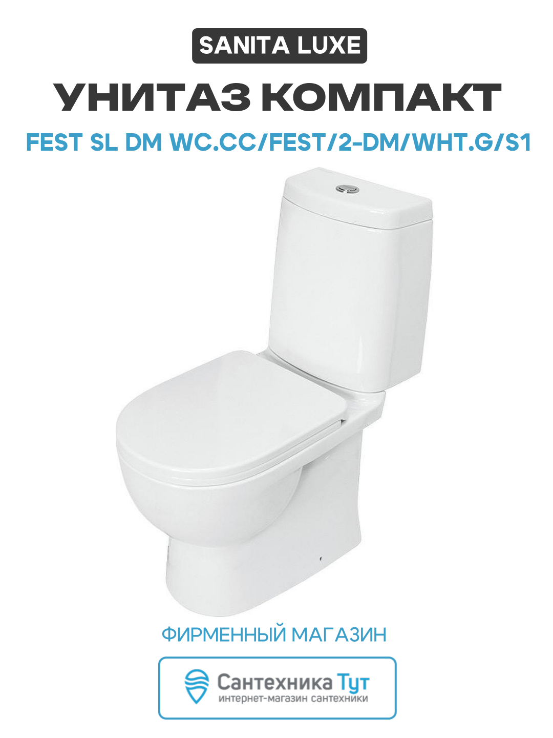 Унитаз-компакт Sanita Luxe Fest SL DM WC. CC/Fest/2-DM/WHT. G/S1 с бачком и сиденьем Микролифт белый фарфор напольный