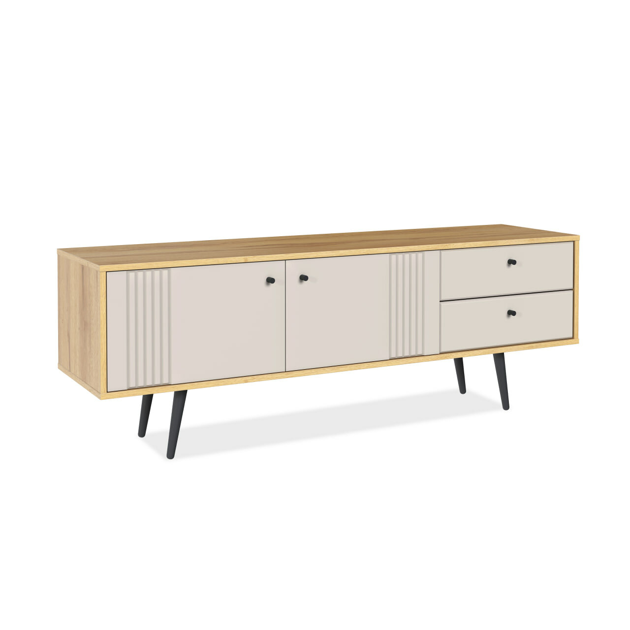 Тумба под ТВ 1500 Дуб золотой Крафт, Миндаль Вега Саксония Кураж