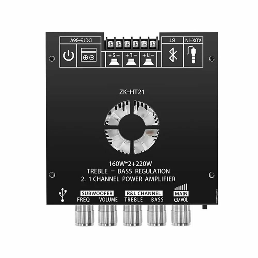 ZK-HT21 2.1-канальный TDA7498E 160 Вт x 2 + 220 Вт Bluetooth цифровой усилитель мощности сабвуфер с высоким и низким тоном