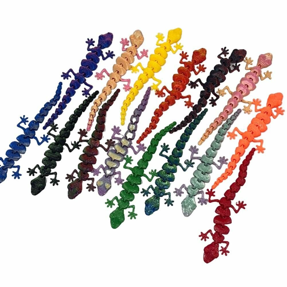 3D напечатанная ящерица-игрушка, подвижная фигурка геккона для игр с кошками и декора