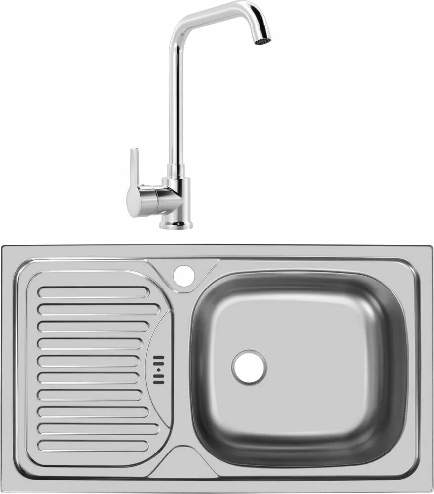 Комплект Мойка Ukinox Классика CLM760.435 -GW6K 1R / Смеситель MEGA Ege MG-PL10, хром