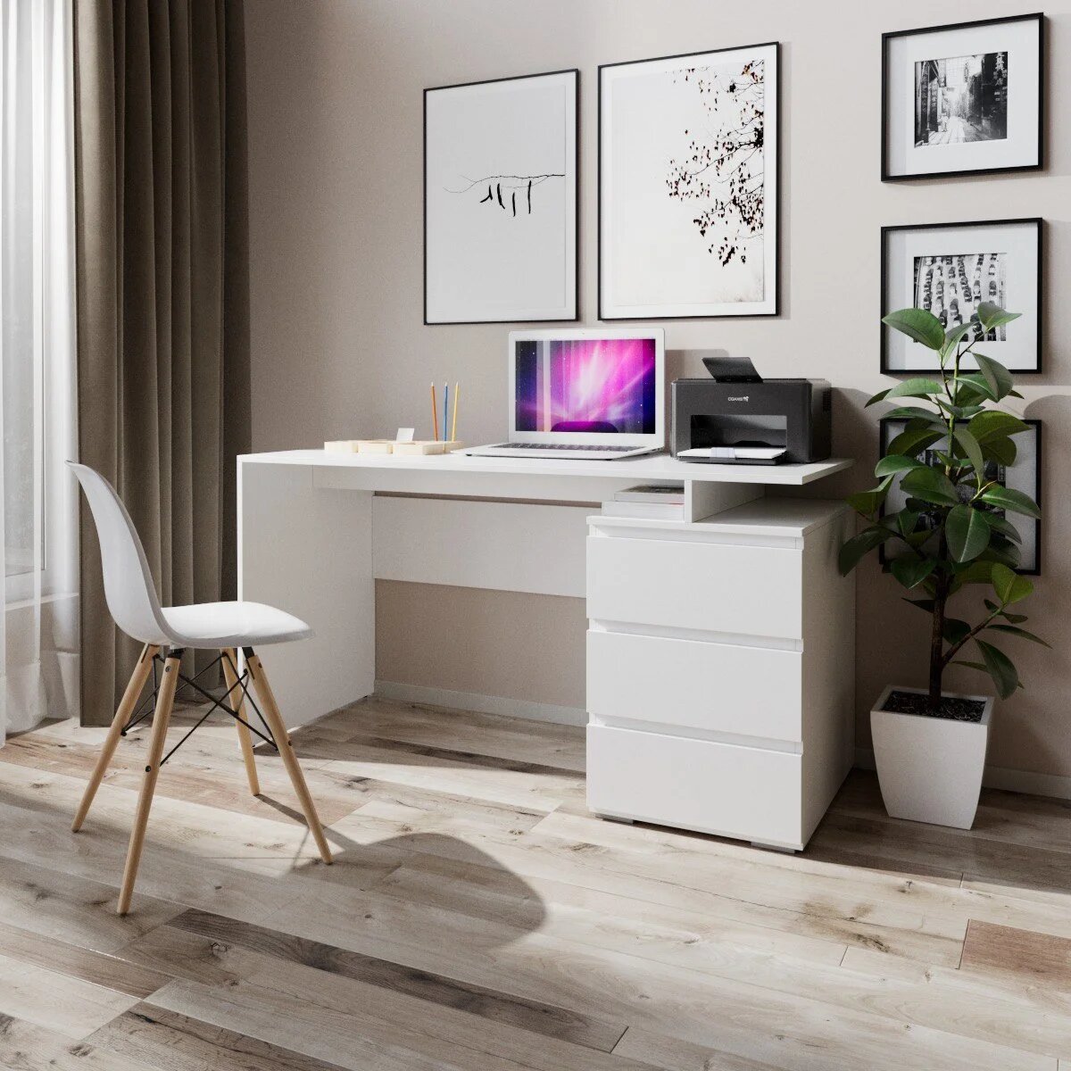 Стол письменный "Кайт" белый прямой ШxВxГ: 1450x750x600 мм