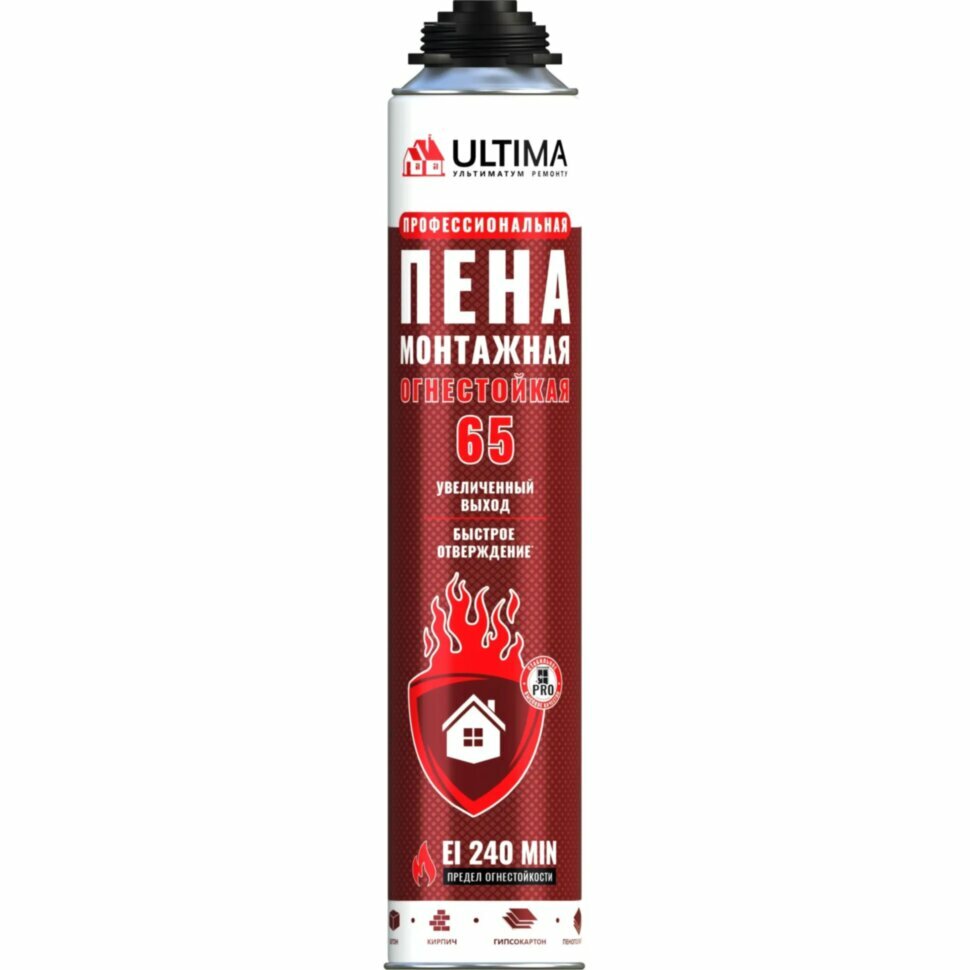 Пена монтажная профессиональная ULTIMA PRO 65 огнестойкая 850 мл, 2404937