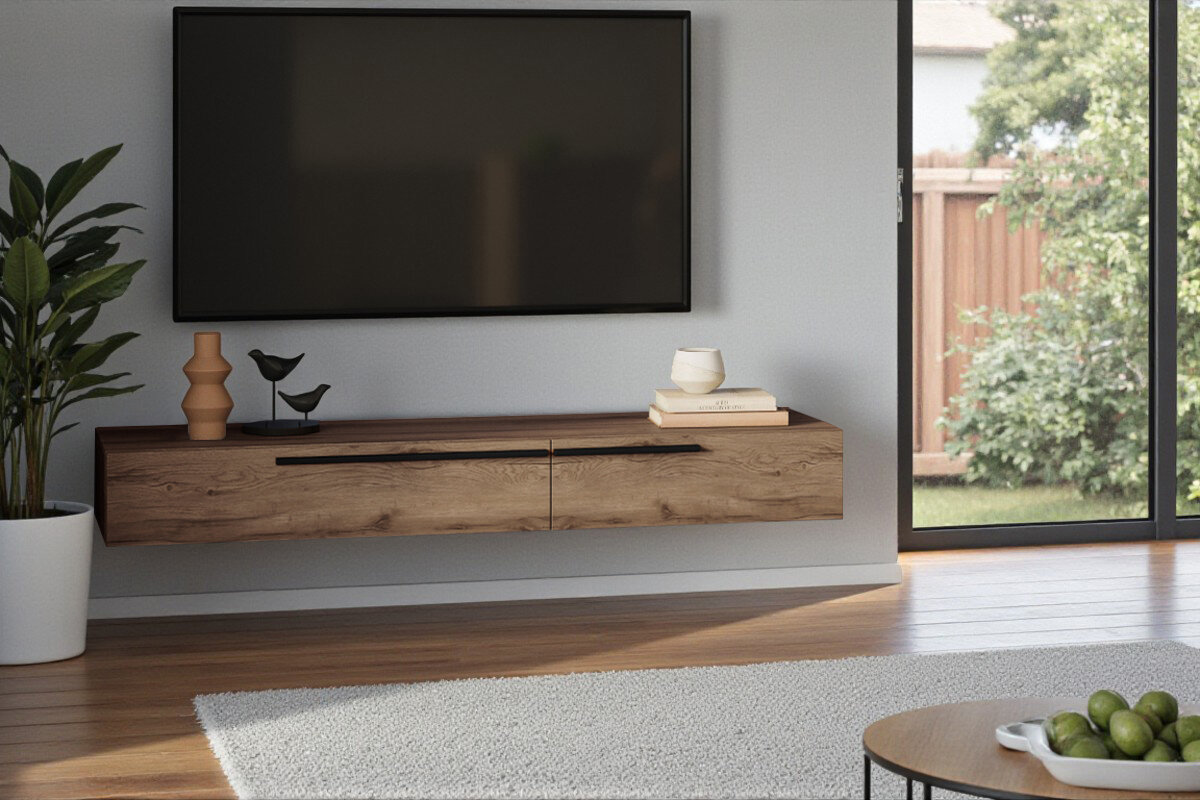 Подвесная ТВ-тумба Лорена Пакс-3 Дуб Табачный U1147 NEW 160x43x20 см, коричневый GOODFORM