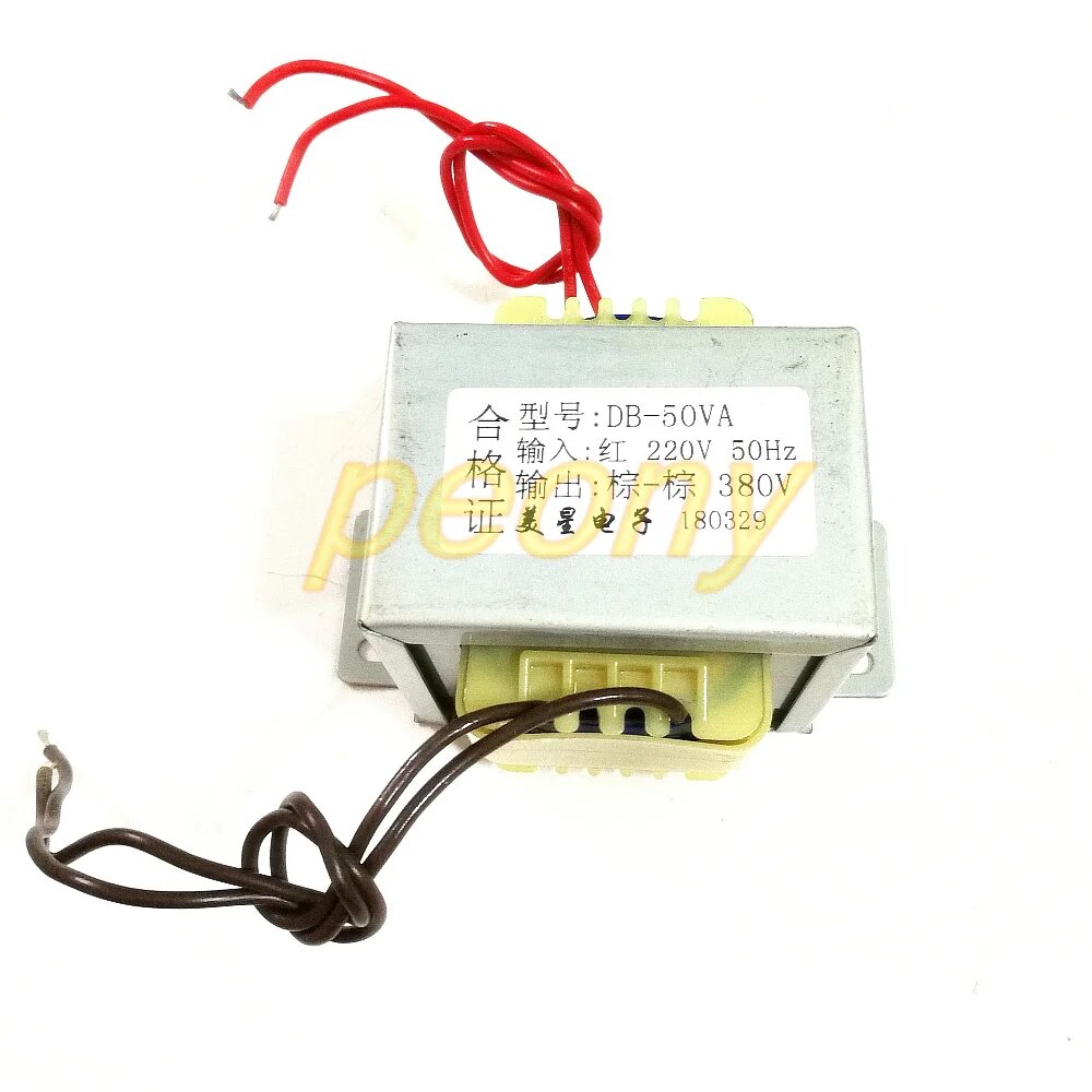 Трансформатор 50 Вт, повышающий трансформатор от 220 В до 380 В, однофазный трансформатор переменного тока 380 В, 220 л, 380 В