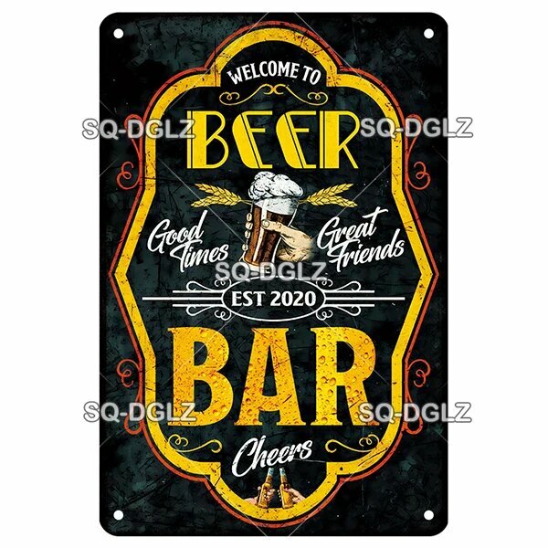Металлическая вывеска "Beer Bar" SQ-DGLZ, Цвет: 12563